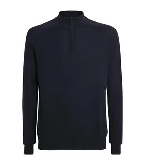 Sunspel Sea Island Cashmere Half-zip Sweater - Navy