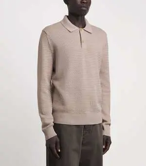 Sunspel Cotton Basketweave Polo Sweater