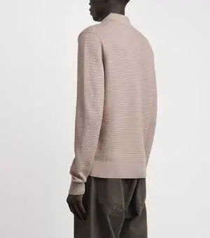 Sunspel Cotton Basketweave Polo Sweater
