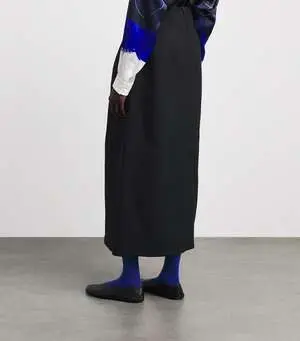 JIL SANDER Wool Sablé Midi Skirt