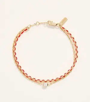 REDLINE Yellow Gold And Diamond Aurore Celeste Bracelet - Red