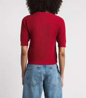 FRAME Cashmere Pointelle The Gathered Honeycomb Sweater