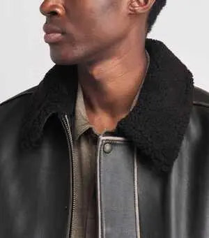 Rag & Bone Leather Shearling-collar Bomber Jacket