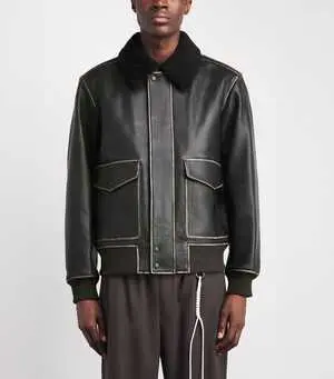 Rag & Bone Leather Shearling-collar Bomber Jacket