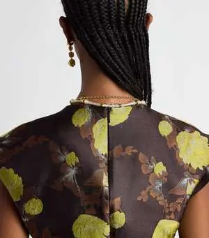 La DoubleJ Feather-trim Sleek Midi Dress