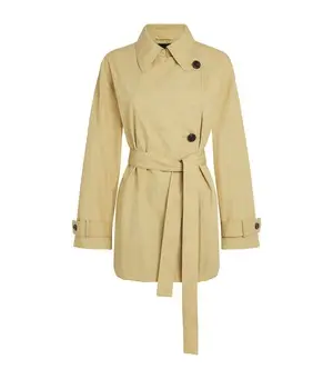 Theory Cropped Belted Trench Coat - Beige