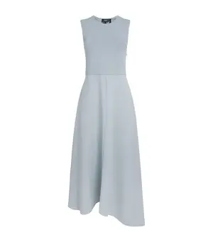 Theory Knit-satin Midi Dress - Blue