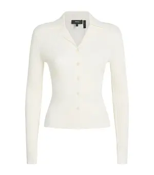 Theory Ribbed Polo Cardigan - Ivory
