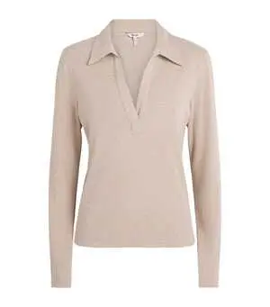 ME+EM Ribbed Long-sleeve Polo Sweater - Brown