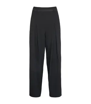 ME+EM Wool-blend Exaggerated Taper Tux Trousers - Black