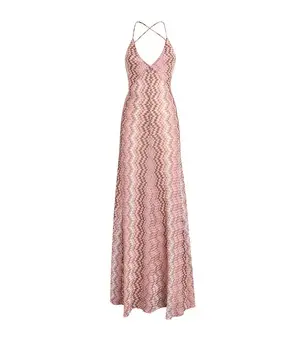 Missoni Zigzag V-neck Maxi Dress - Pink