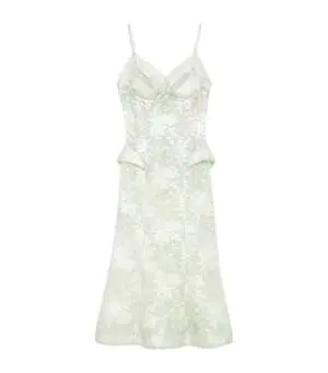 Alexander McQueen Silk Lace Floral Midi Dress