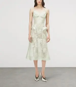 Alexander McQueen Silk Lace Floral Midi Dress