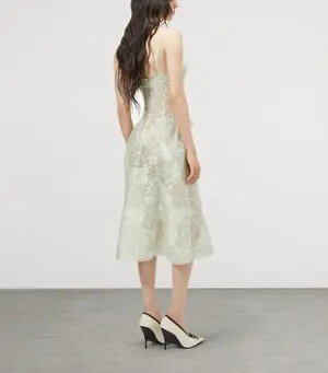 Alexander McQueen Silk Lace Floral Midi Dress