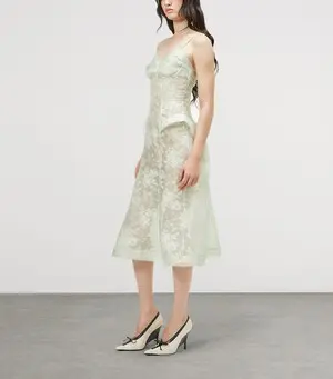 Alexander McQueen Silk Lace Floral Midi Dress