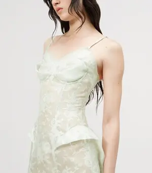 Alexander McQueen Silk Lace Floral Midi Dress