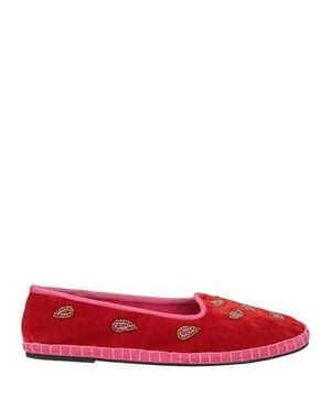 Malìparmi Velvet Ballet Flats With Appliqués - Red