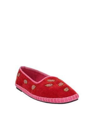 Malìparmi Velvet Ballet Flats With Appliqués - Red