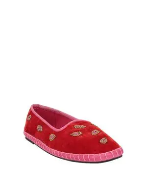 Malìparmi Velvet Ballet Flats With Appliqués - Red