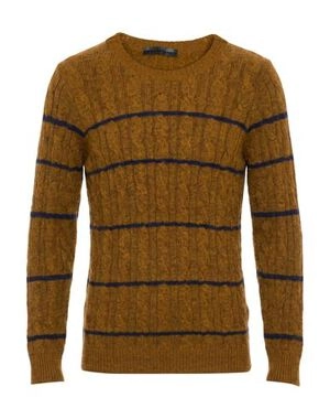 GAZZARRINI Striped Cable-knit Crewneck Sweater - Mustard