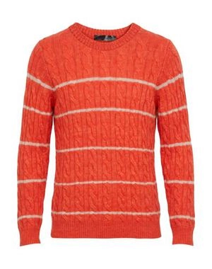 GAZZARRINI Striped Cable-knit Crewneck Sweater - Tomato Red