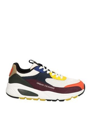Armani Exchange Low-top Sneakers In Synthetic Material And Textile Fibers - White