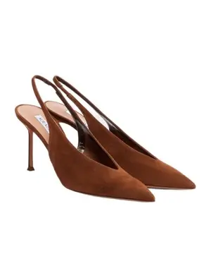 AQUAZZURA Suede Slingback Pumps - Brown