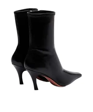 Amina Muaddi Leather Ankle Boots