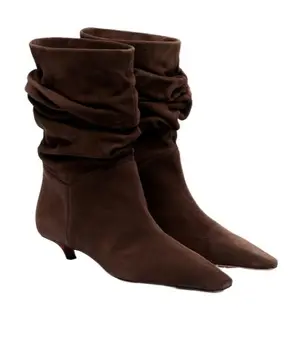 Amina Muaddi Suede Ankle Boots - Black