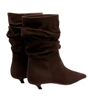 Amina Muaddi Suede Ankle Boots