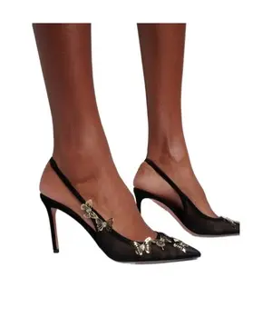 AQUAZZURA Embellished Mesh Slingback Pumps