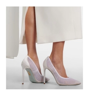 AQUAZZURA Satin-trimmed Tulle Pumps