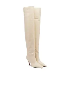 Amina Muaddi Leather Over-the-knee Boots - Nude