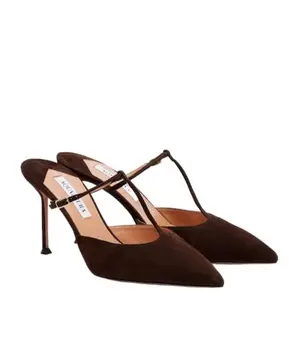 AQUAZZURA Suede Mules - Brown