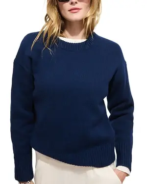 ALEX MILL Nottinghill Wool Blend Crewneck Sweater - Bright Navy