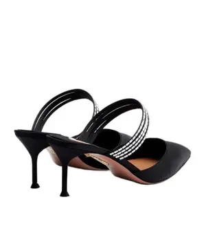 AQUAZZURA Embellished Satin Mules