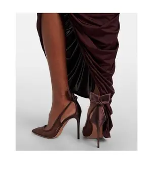 AQUAZZURA Embellished Mesh Slingback Pumps