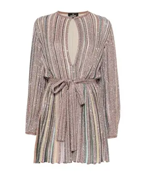 Missoni Sequin-embellished Striped Mini Dress - Nude
