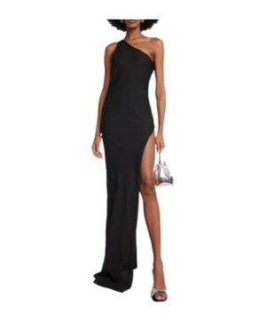 MONOT One-shoulder Chiffon Maxi Dress - Black