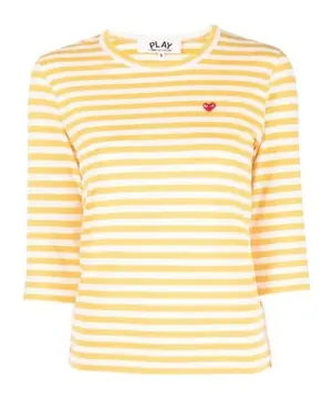 Play Comme Des Garcon Striped Long-sleeve T-shirt - White