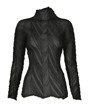 Issey Miyake Zigzag Pleats Top - Black
