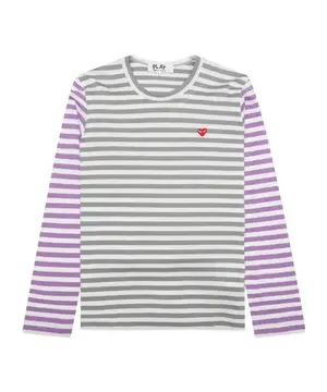 Play Comme Des Garcon Striped Long-sleeve T-shirt - White
