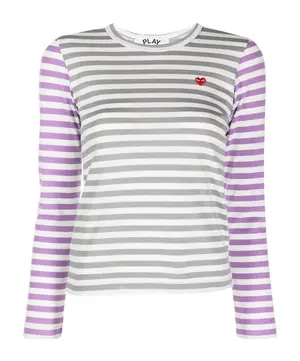 Play Comme Des Garcon Cotton T-shirt With Heart Appliqu - White
