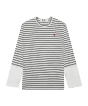 Play Comme Des Garcon Striped Long-sleeve T-shirt - Grey