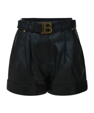 Balmain High-waisted Shorts With Pleated Detail - Black