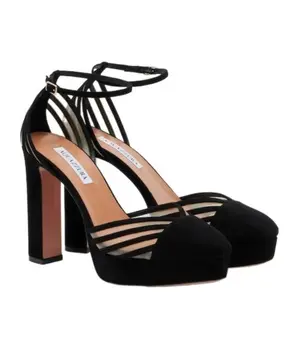 AQUAZZURA Alana Suede And Mesh Platform Pumps