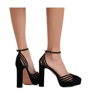 AQUAZZURA Alana Suede And Mesh Platform Pumps