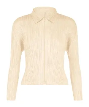 Issey Miyake Two-way Zip Pleated Jacket - Off White
