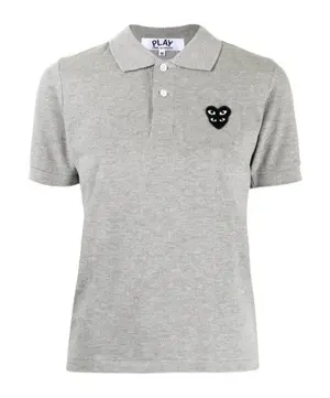 Play Comme Des Garcon Labeled Polo Shirt - Grey