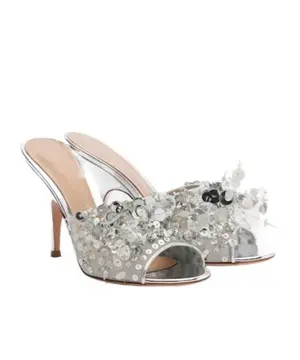 GIANVITO ROSSI Sequined Mesh Mules